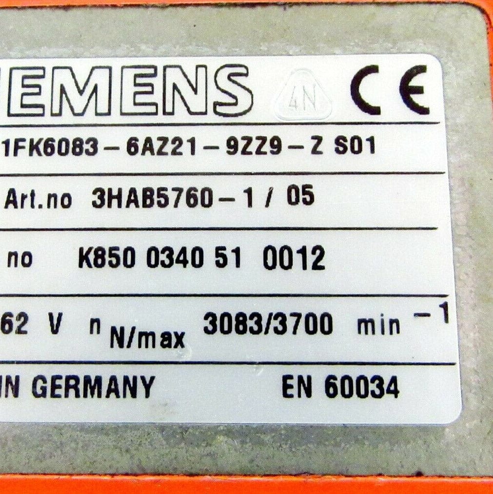 ABB & Siemens 1FK6083-6AZ21-9ZZ9-ZS01 3HAB5760-1 Motor
